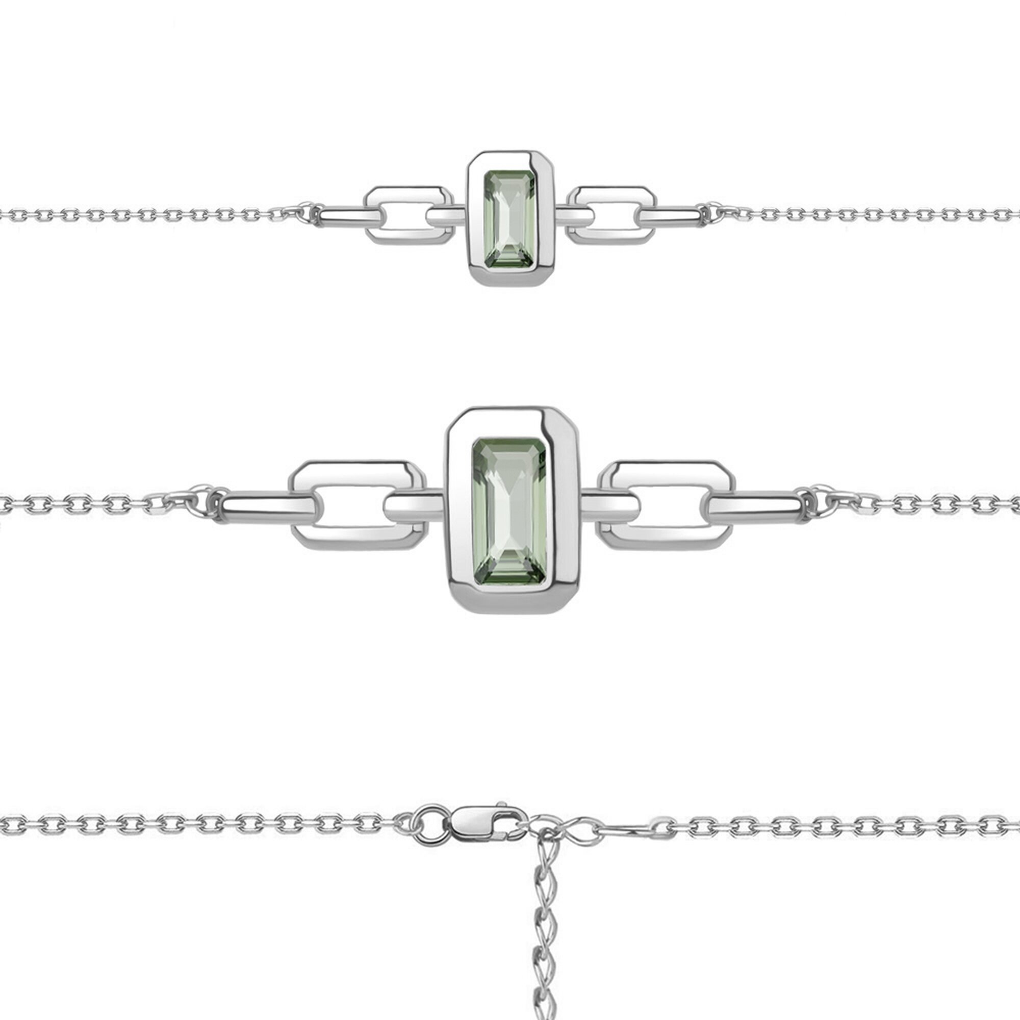 Браслет, серебро, 925 проба, родирование, празиолит