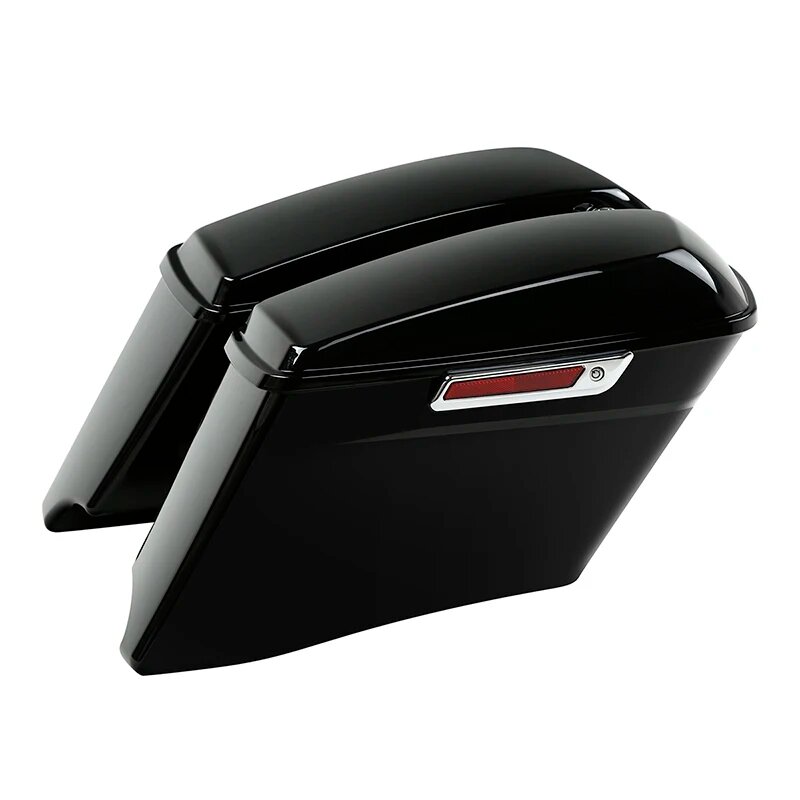 Растягивающиеся жесткие сумки для мотоцикла 4 дюйма для Harley Touring Road King Road Glide Street Glide 2014-2024, Chrome Latch, Черный