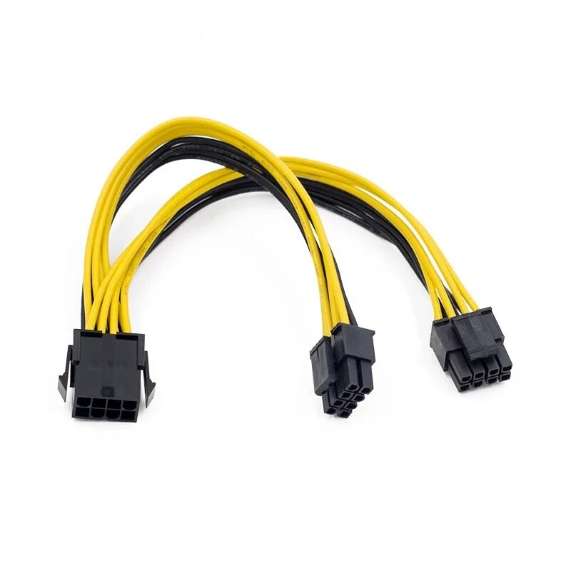 EPS разветвитель кабеля питания 12В 8-pin на 2x(4+4)-pin yellow