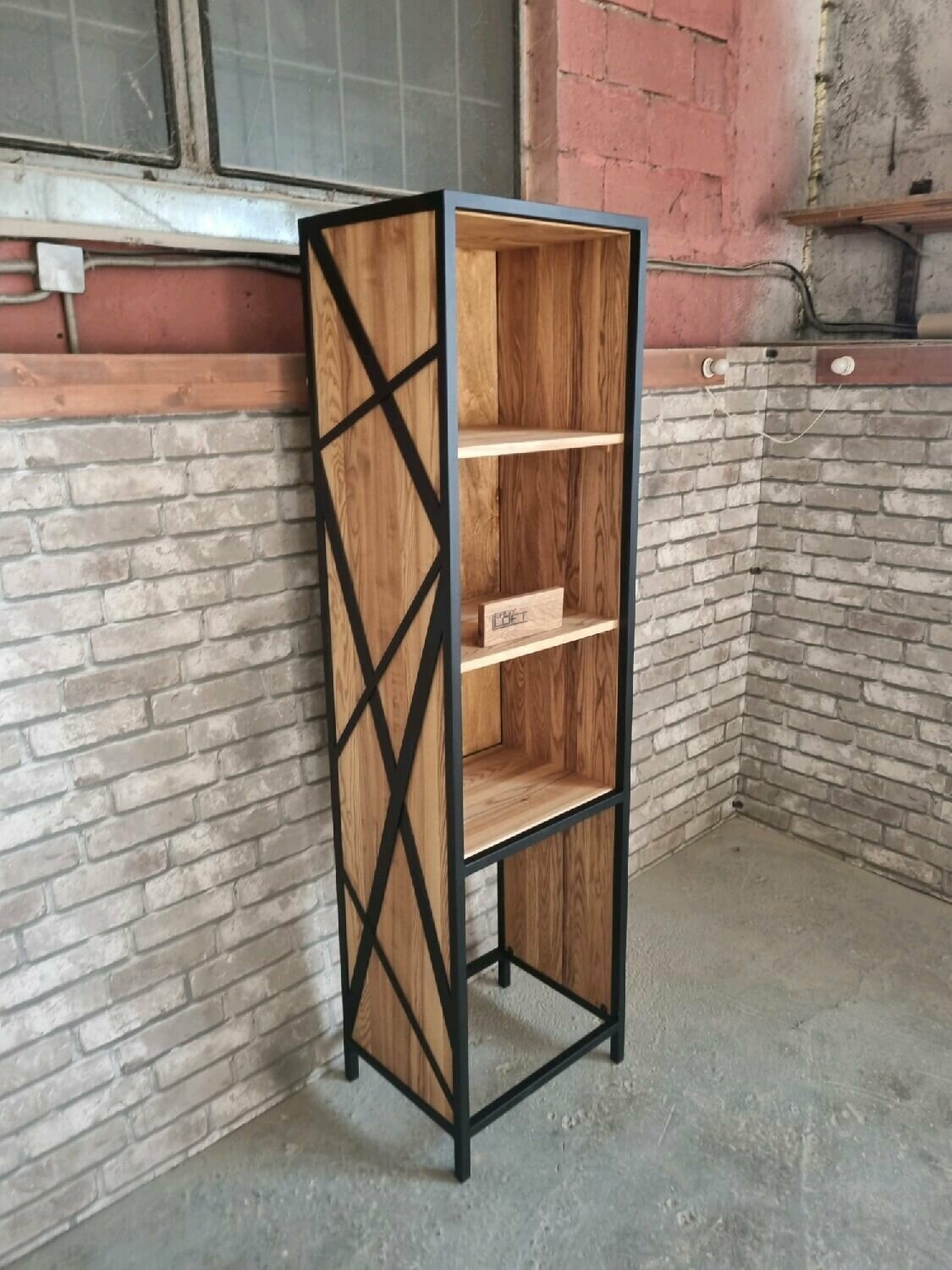 Стеллаж "EasyLOFT" в стиле лофт, массив дуба, для дома и офиса, 50х20х200 см.