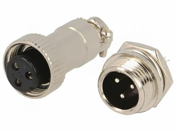 Комплект CONNFLY DS1110-01-3B6, гнездо и вилка микрофонный MINI "папа" и "мама", PIN 3, комплект пайка