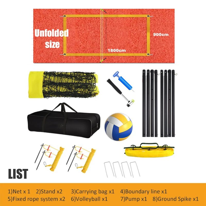 Волейбольная сетка на стойке Beach Volleyball Net Stand, Желтый