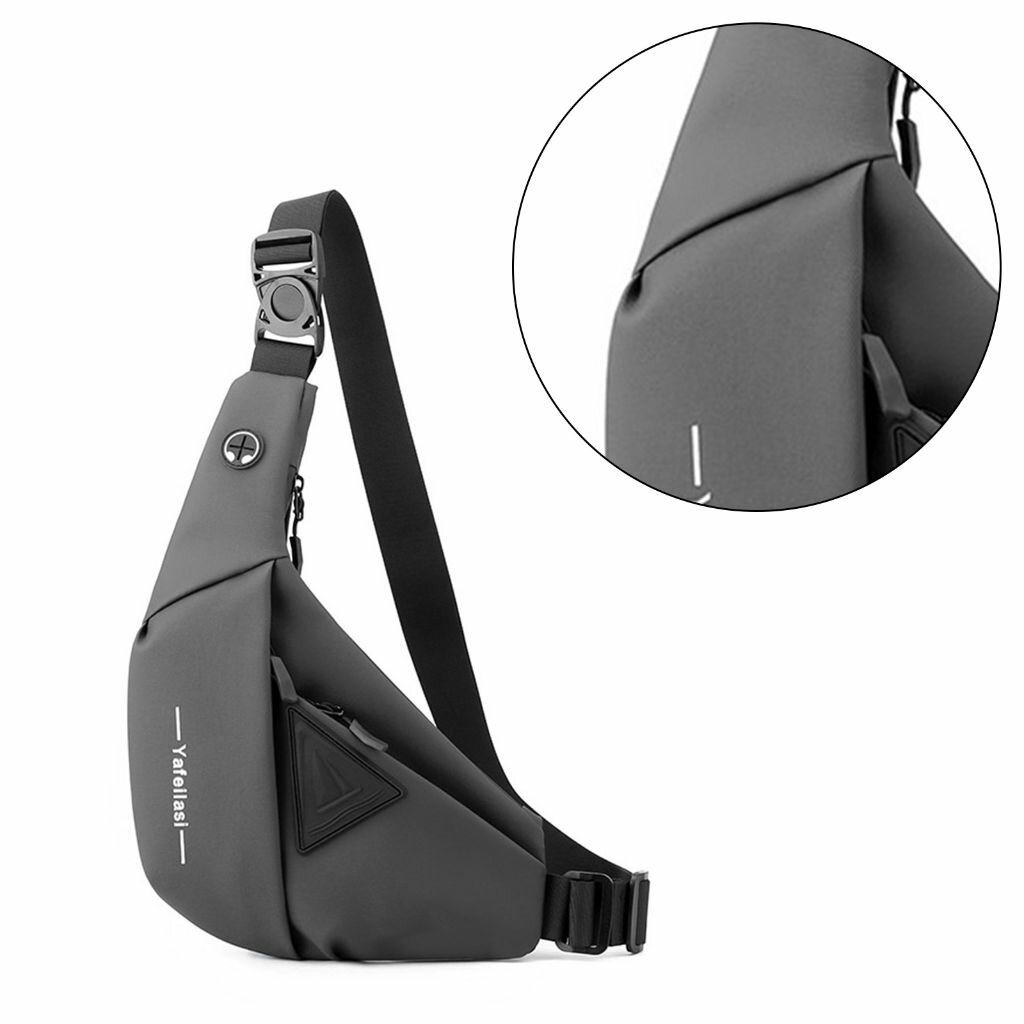 Мужской рюкзак с нагрудной сумкой для подмышек, серый, на правое плечо