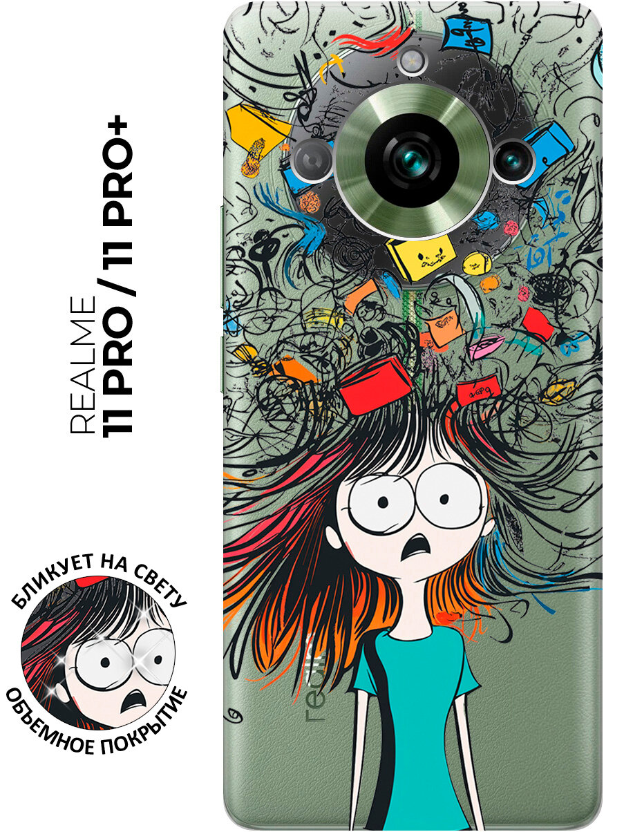 Силиконовый чехол на Realme 11 Pro / 11 Pro+ с принтом "Головоломка" прозрачный