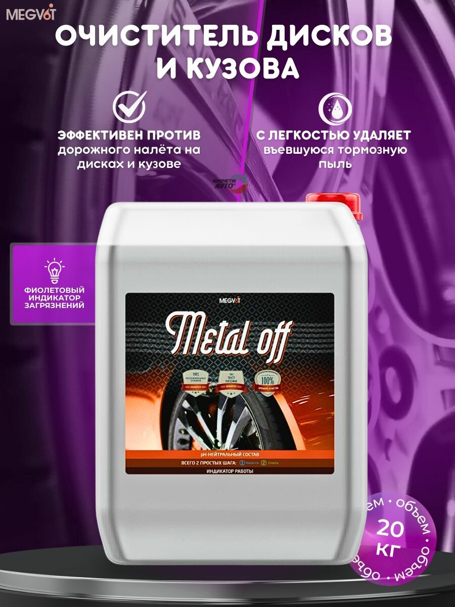 MEGVIT Очиститель колесных дисков автомобиля с индикацией Metal off 20 л