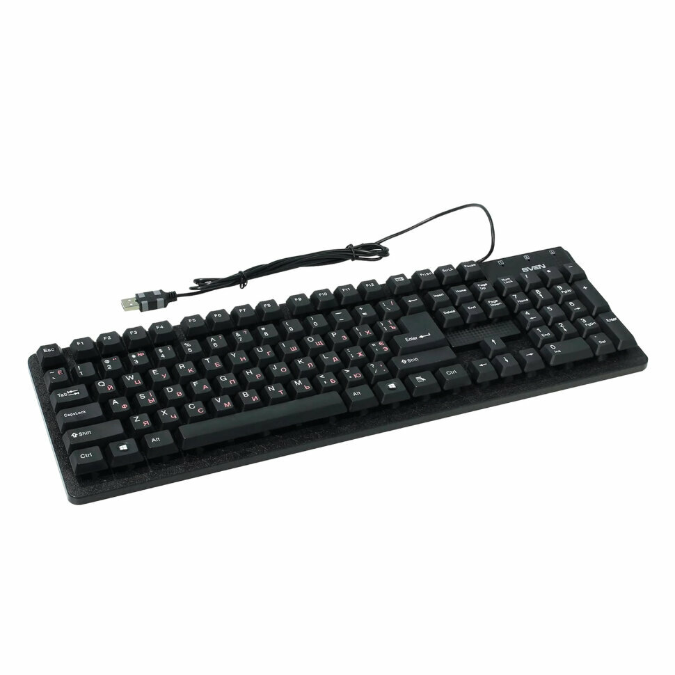 Клавиатура проводная SVEN Standard 301, USB, 104 клавиши, чёрная, SV-03100301UB, 512588