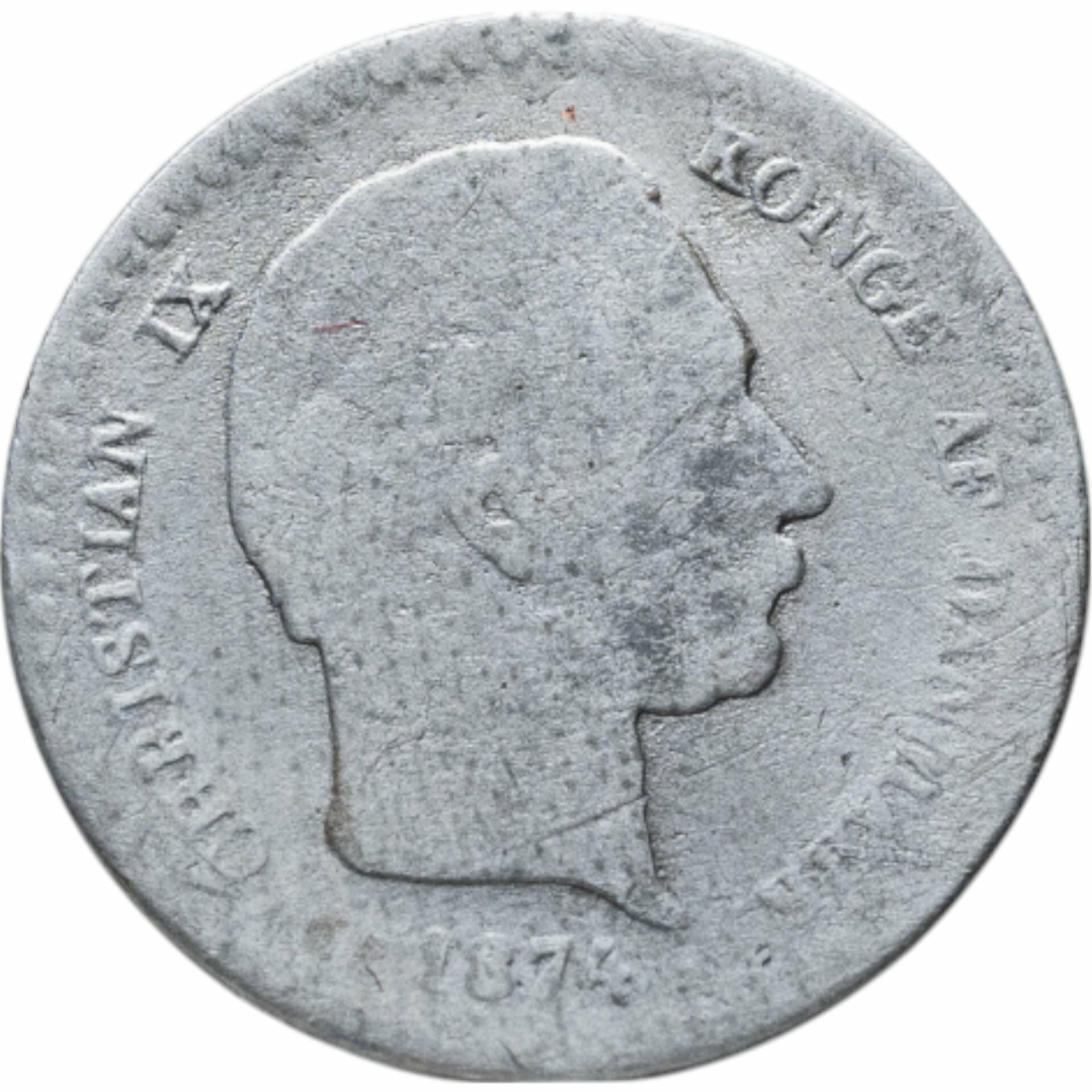Дания 10 эре ore 1874, Серебро 400, в сохранности F