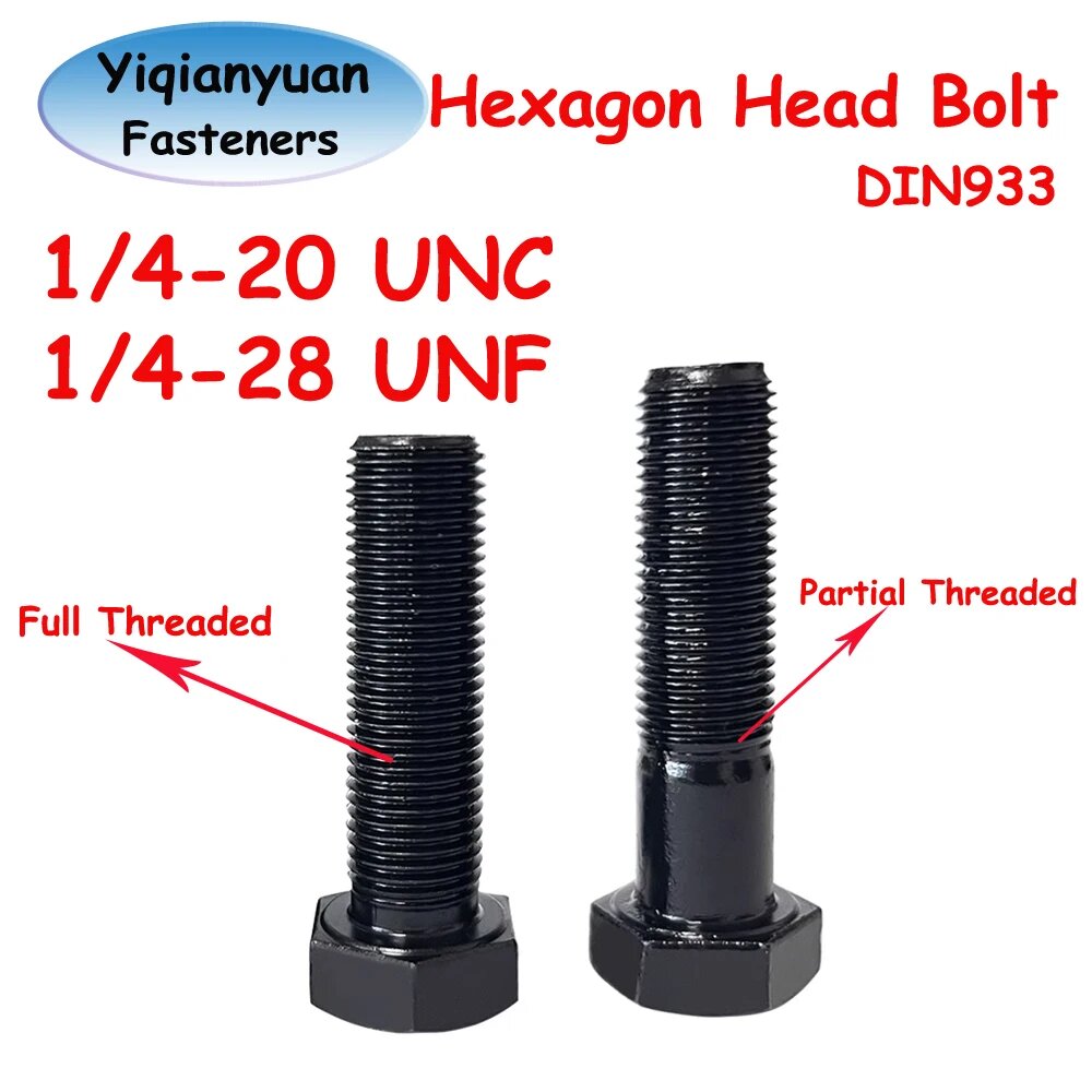 Винты Yiqianyuan DIN933 из углеродистой стали 1I4-20 UNC, 5I8(Full) 10Pcs