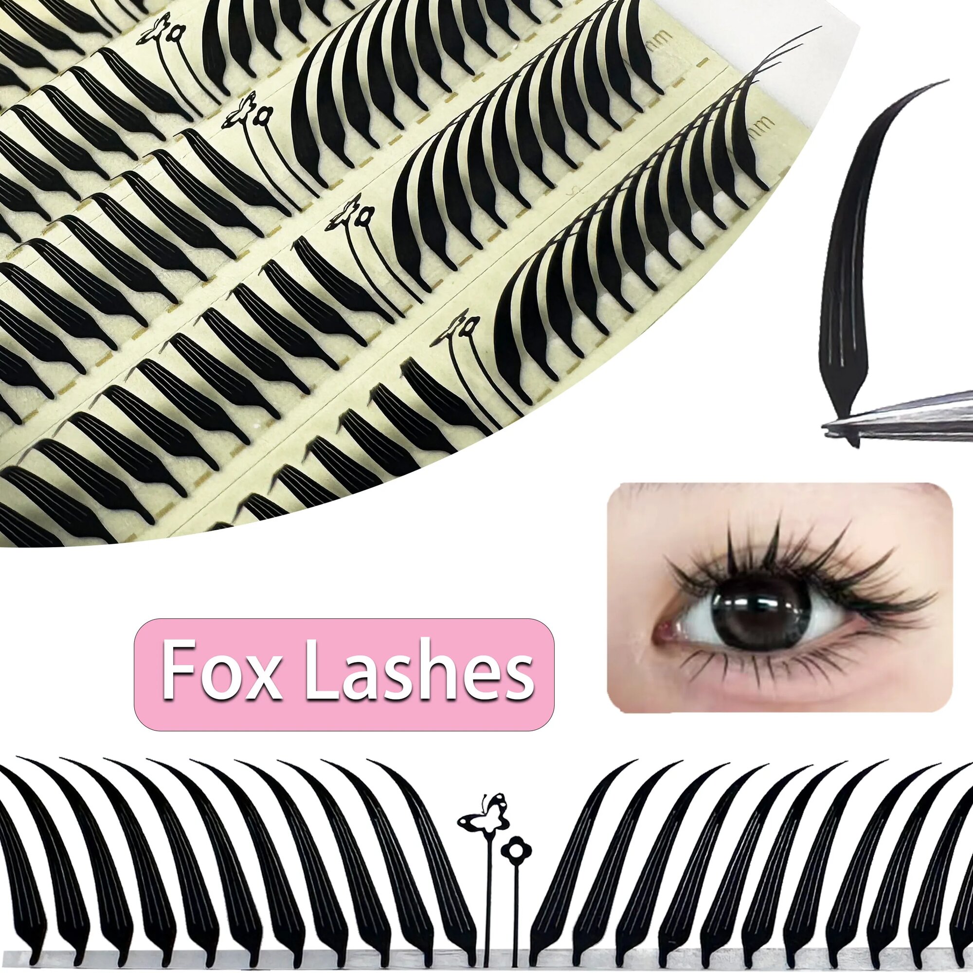 MIOFIA Веерные ресницы форма пера C/D Curl C, 11 мм, Fox Lashes