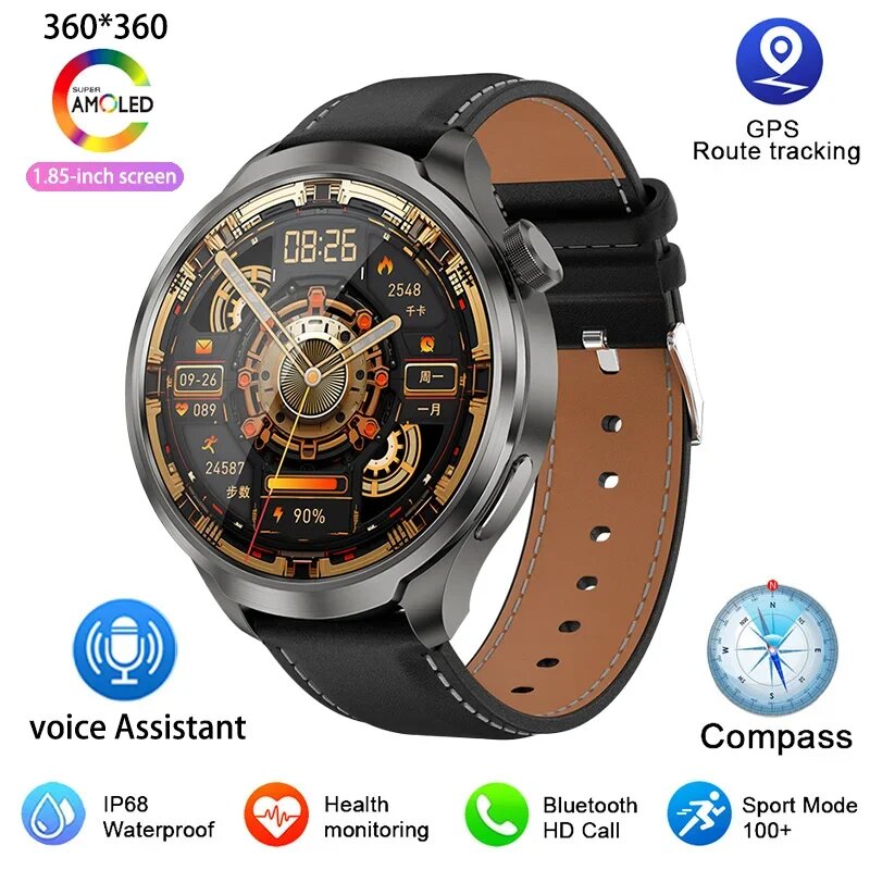 Мужские спортивные часы Xiaomi Mijia 1,85 'GPS, цвет в ассортименте, black leather