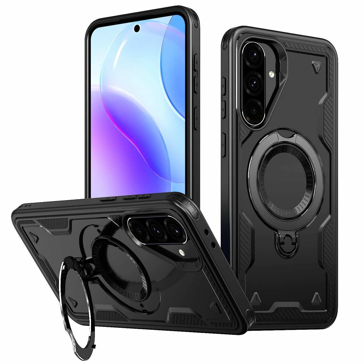 Чехол бронированный для Samsung Galaxy A36 / Galaxy A36 5G противоударный, Поддержка MagSafe, с подставкой для живого видео