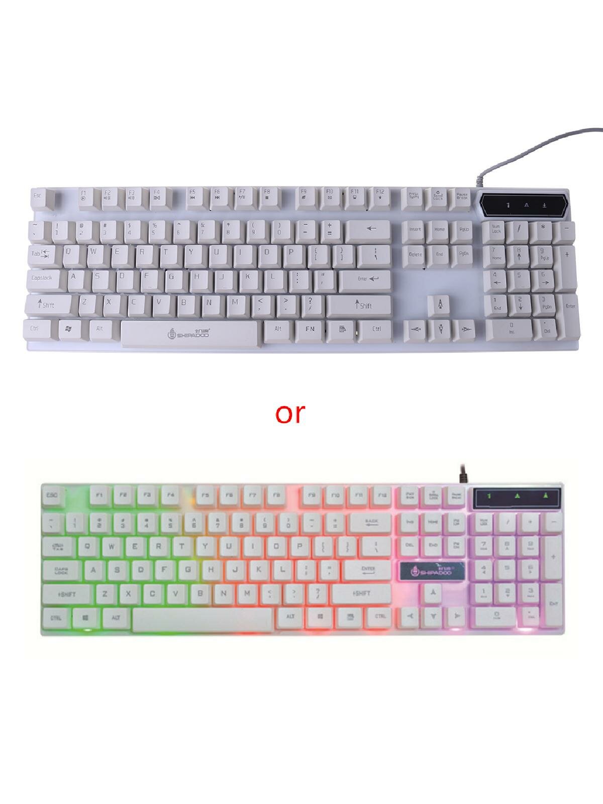 Colorful Backlit Game Rainbow Glow Floating Button USB External Computer Wired Keyboard for Computer, Laptop, Gaming