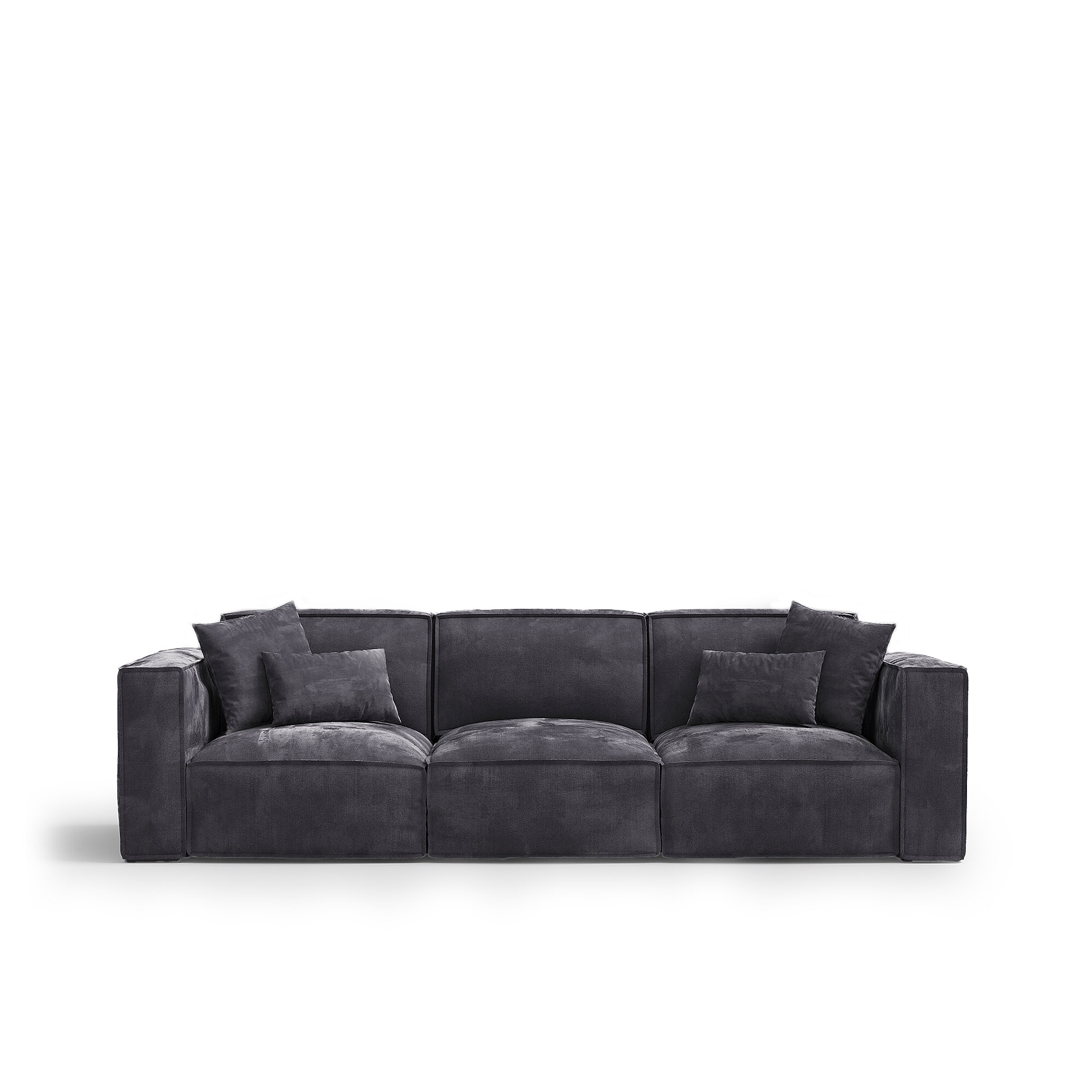 Диван Tony трёхместный, раскладной, замша, графитовый