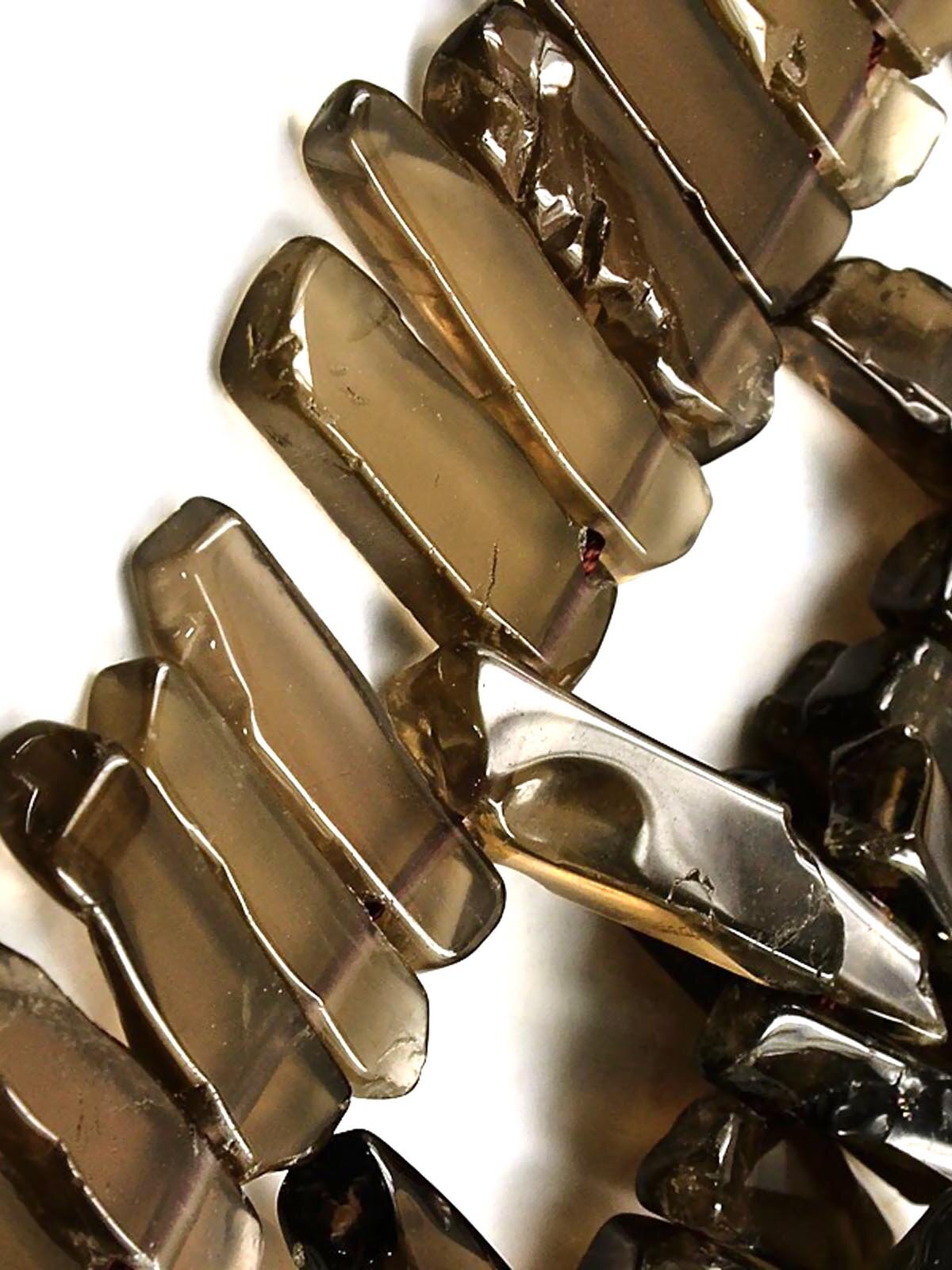 Натуральная бусина Кварц дымчатый 0012314 Кристалл крупный глянцевый прозрачный от 55х15 до 25х11 мм, цена за 1 шт.