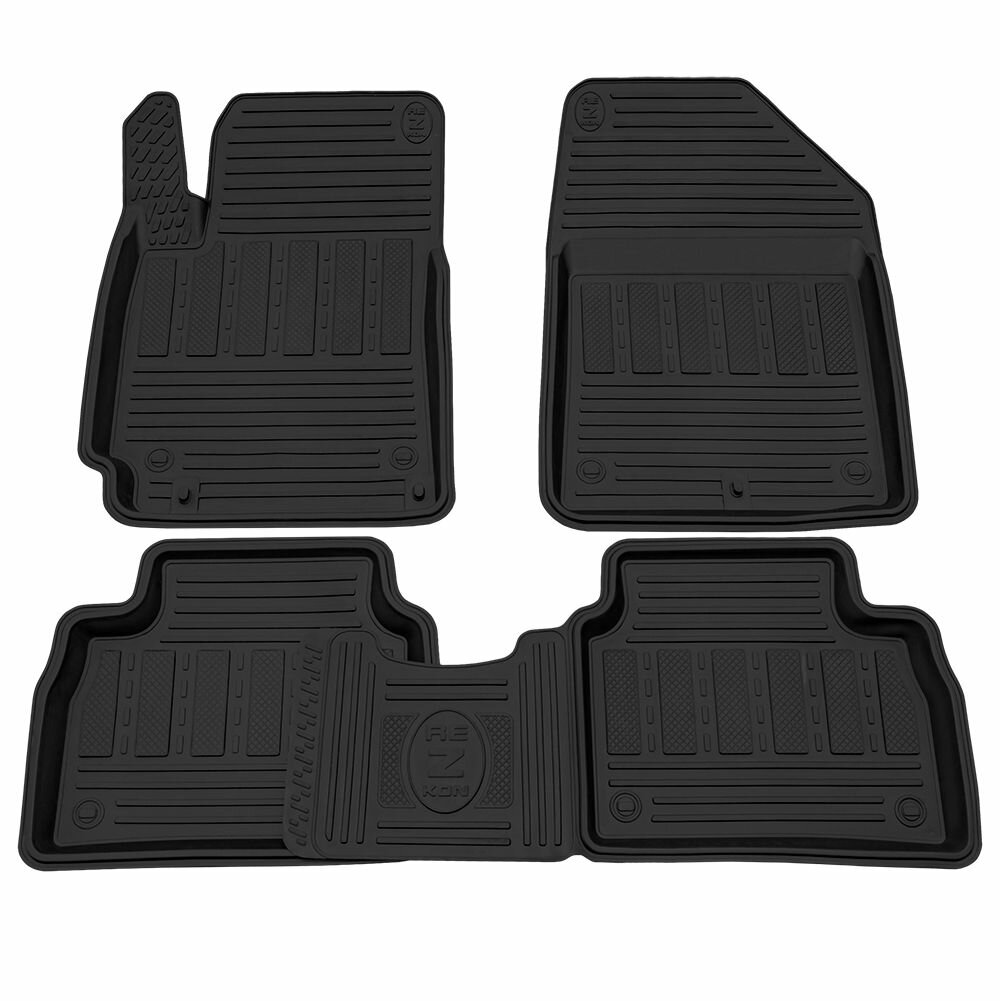 Коврики резиновые в салон черные (борт 4 см) для Hyundai Elantra (2016-2020)/Хендай Элантра