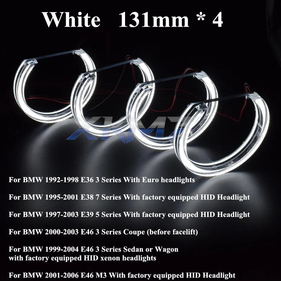 Светодиодные ангельские глазки для BMW E46 E36 Coupe E38 E39 Sedan Wagon Convertible галогенные ксеноновые фары модернизированные Halo, дневные ходовые огни, дхо для автомобилей, тюнинг авто, аксессуары для авто Only 131mm (W)