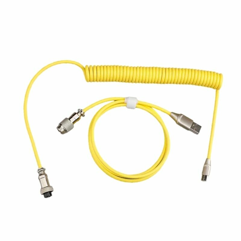 Кабель для механической клавиатуры, авиационный подключаемый кабель, спиральный пружинный USB-кабель-желтый