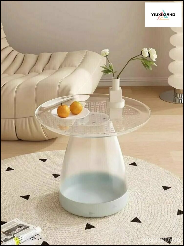 Эксклюзивный квадратный стол для гостиной 46x49.5 см из пластика на одной ножке