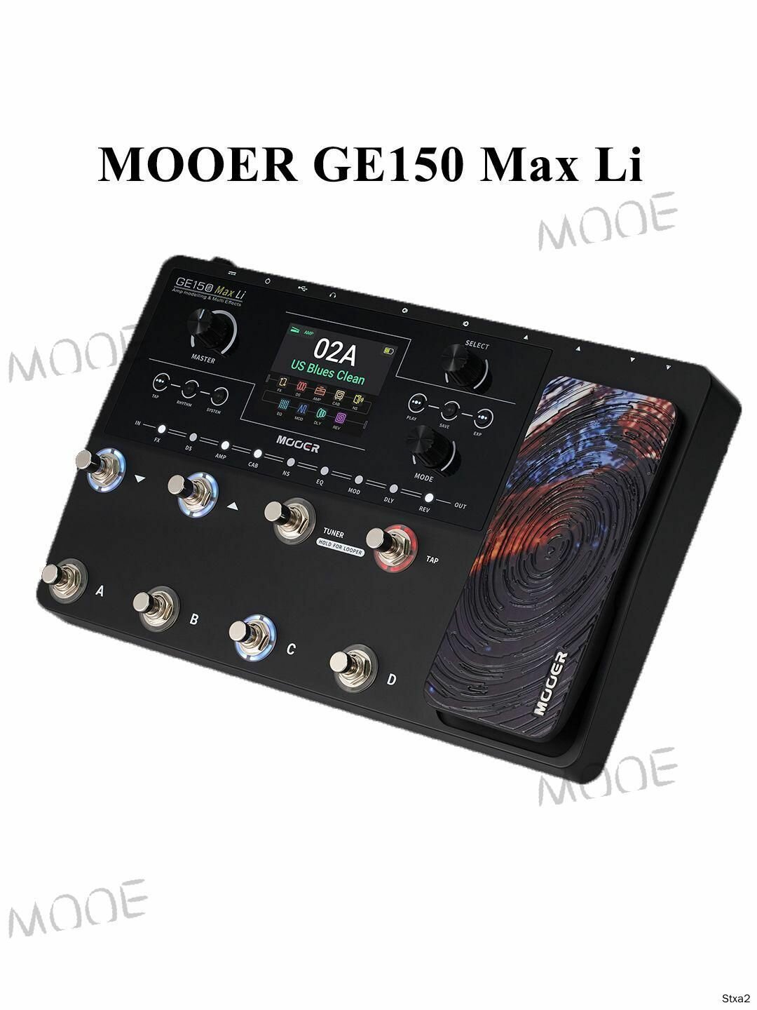 MOOER GE150 Max/Max Li Гитарный эффект-педаль, 80-секундный стерео LOOPER для циклического воспроизведения фраз, 200 заводских пресетов.