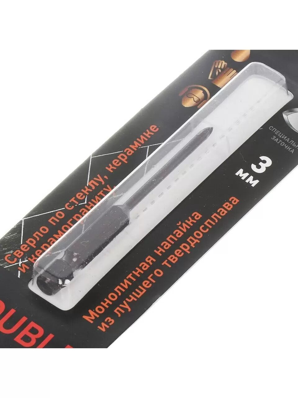 Сверло по керамограниту, керамике и стеклу, Росомаха, диаметр 3х73 мм, шестигранник, 720003