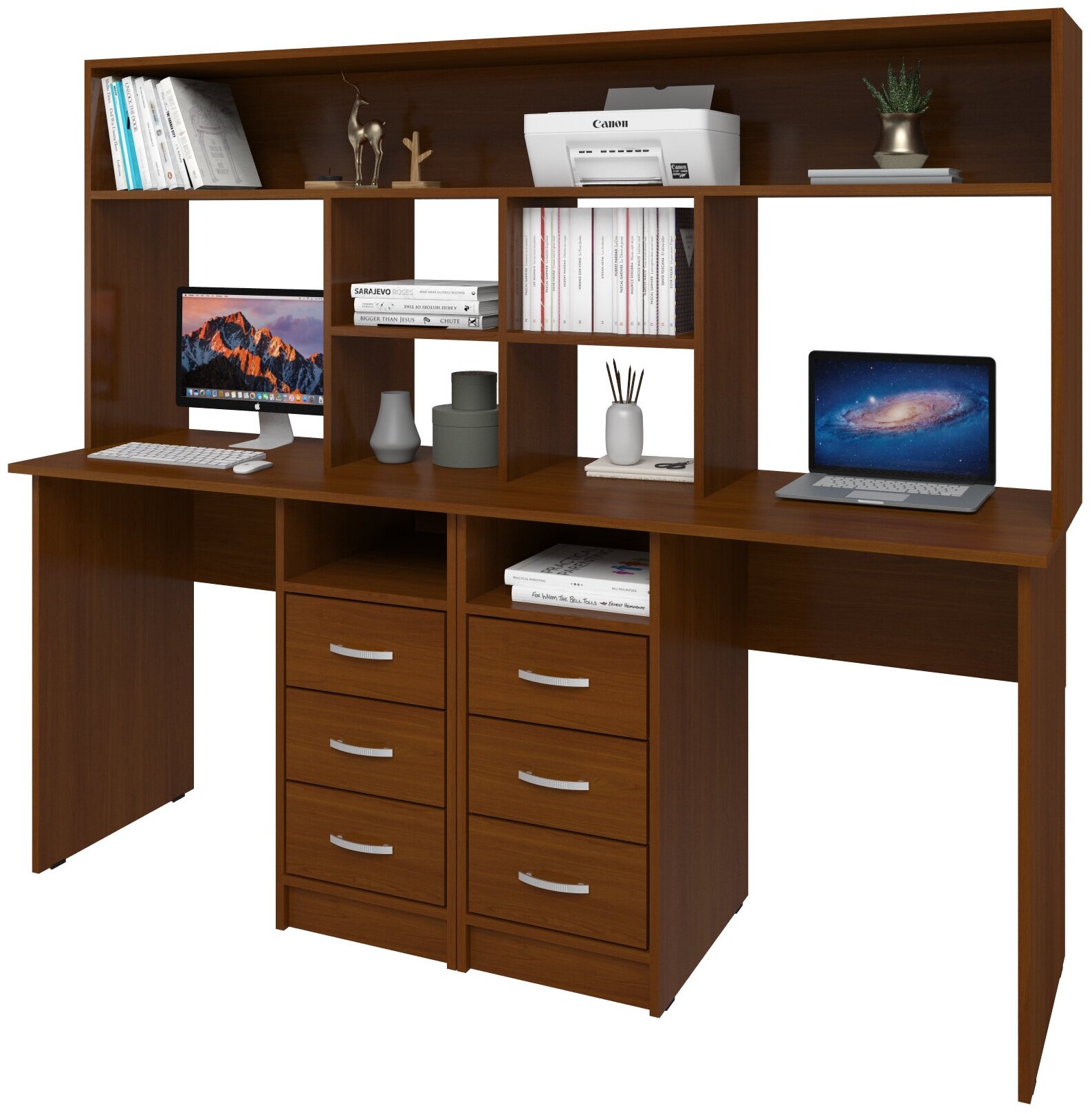 Стол письменный Хит-56, Ширина 200 см, Глубина 50(30) см, Высота 150(75), цвет: Орех