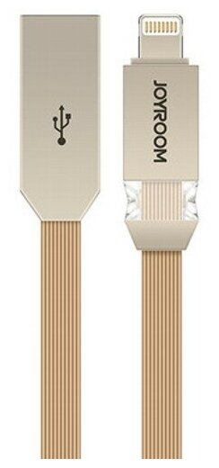 Кабель USB-Am Lightning Joyroom Crystal S-M337 Tarnish зарядка 2.4А с подсветкой - 1м золотой