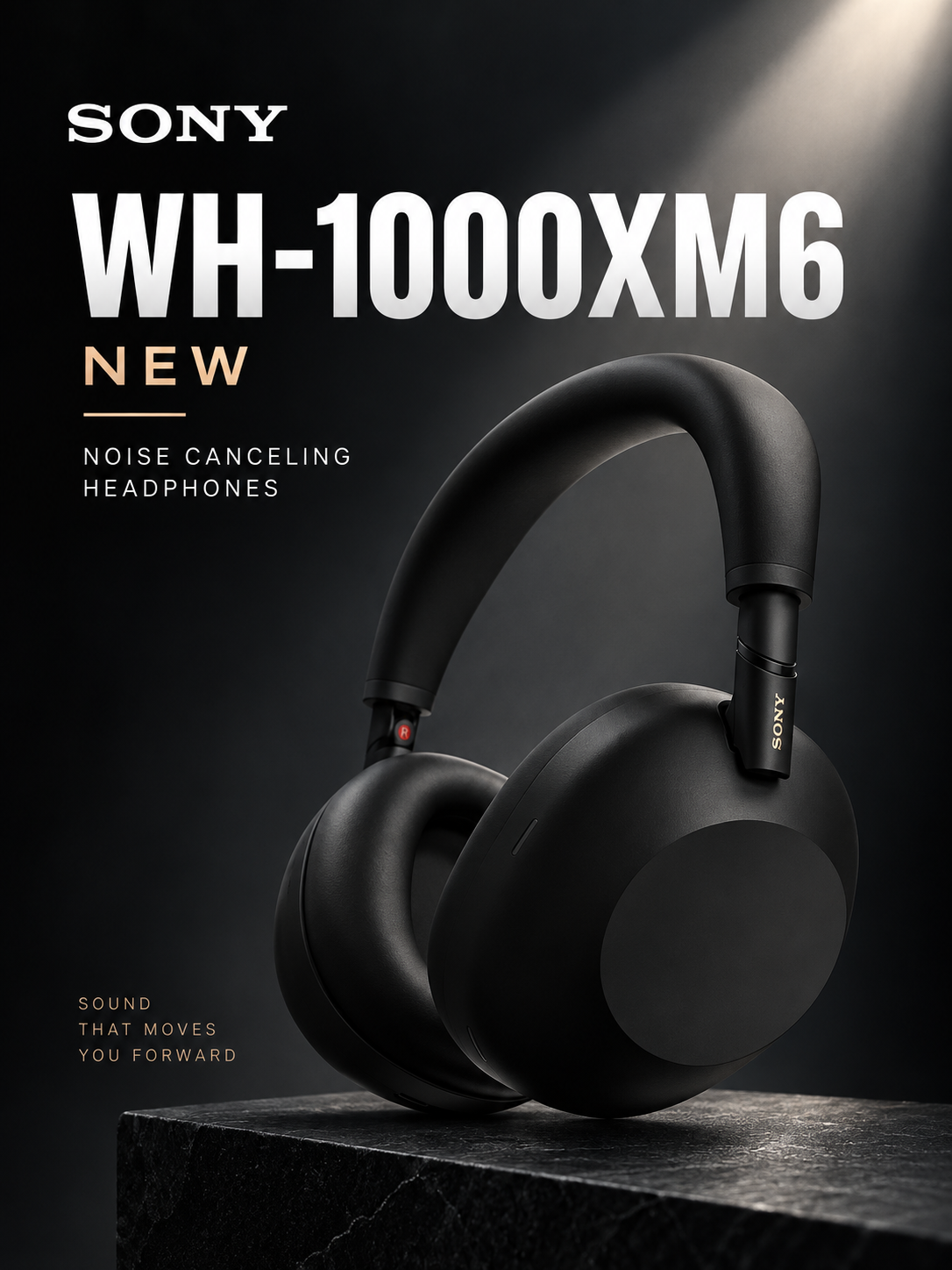 Наушники Sony WH-1000XM6, беспроводные, полноразмерные, с шумоподавлением, black/черные