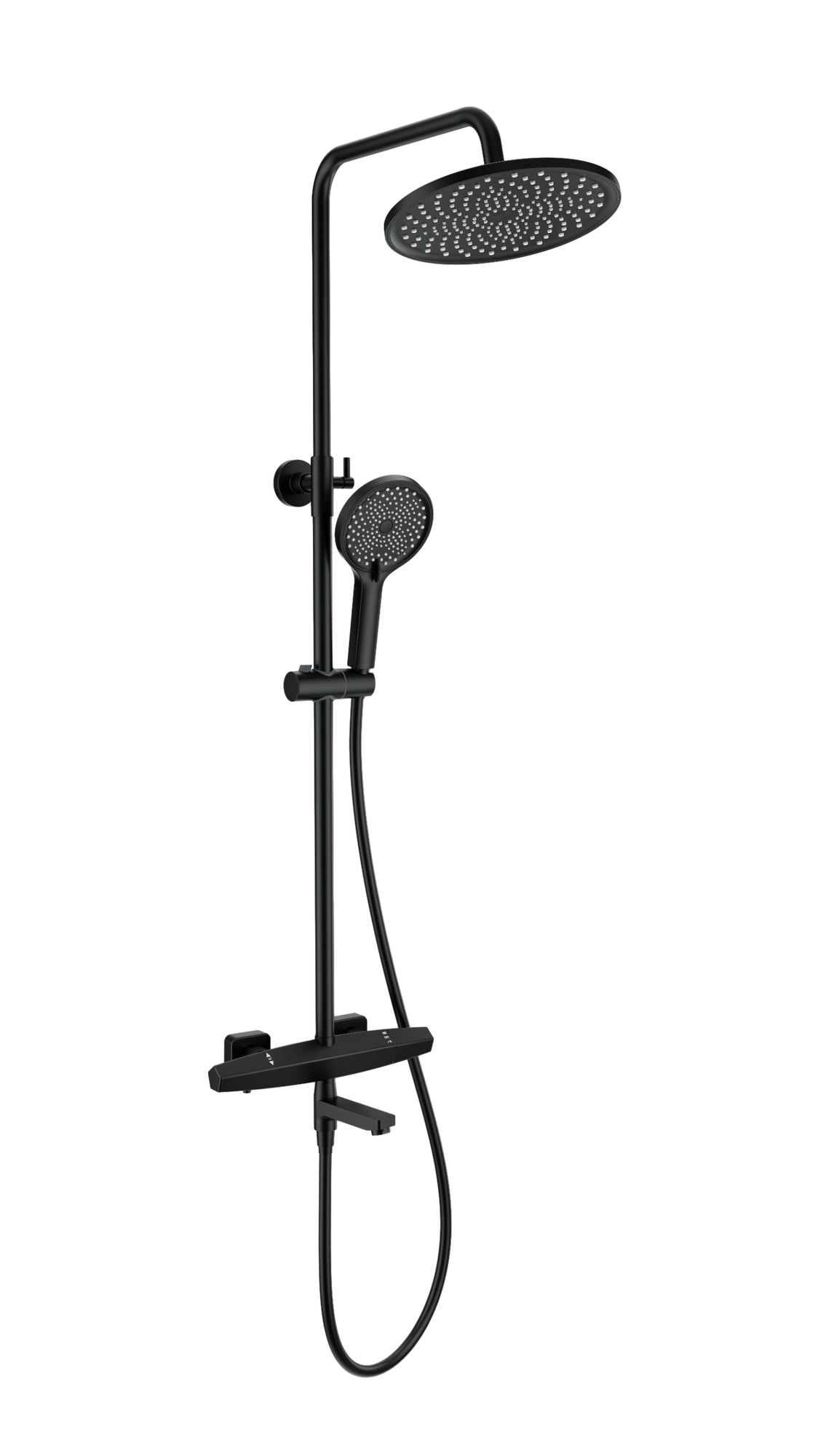 Душевая стойка Wonzon & Woghand Neo WW-B3046-A1-MB со смесителем, с термостатом, матовая черная