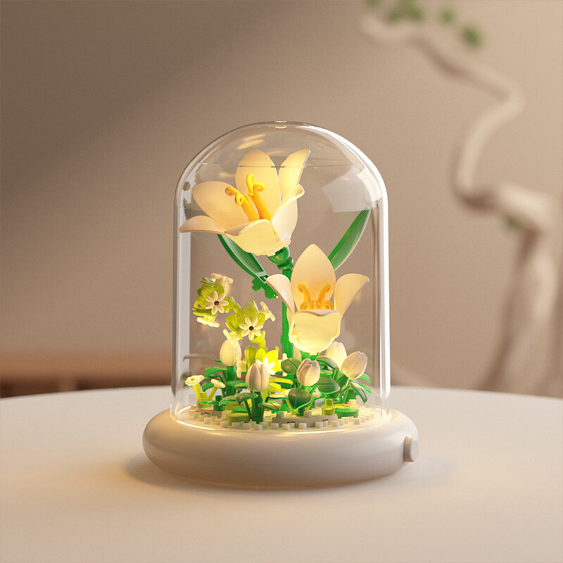 Сборная игрушка‑конструктор из мелких деталей DIY в виде цветов, вечный цветок‑подсолнух с ночником, декоративная фигурка‑конструктор