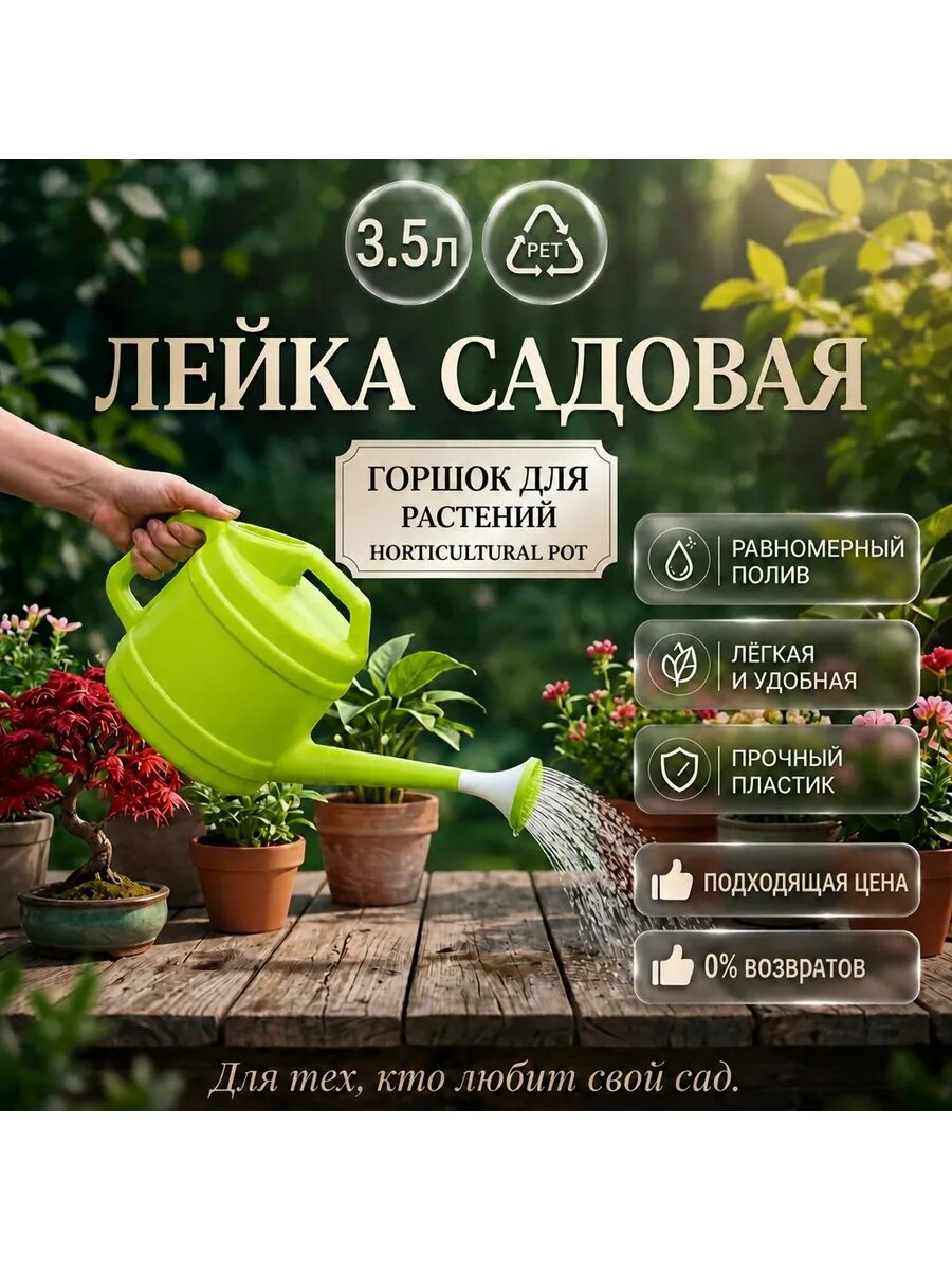 Лейка 3.5 л 1 шт, 1 шт, полива комнатных