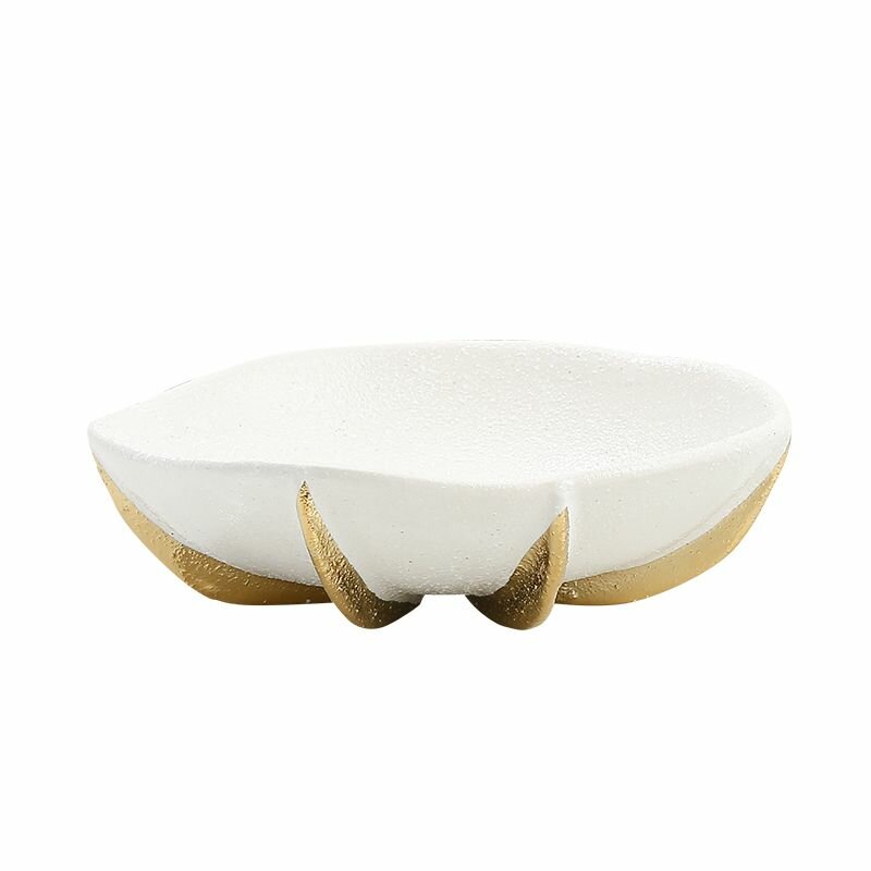 Чаша ваза декоративная для фруктов конфет белая золотая Round golden scale fruit bowl Sotogrande