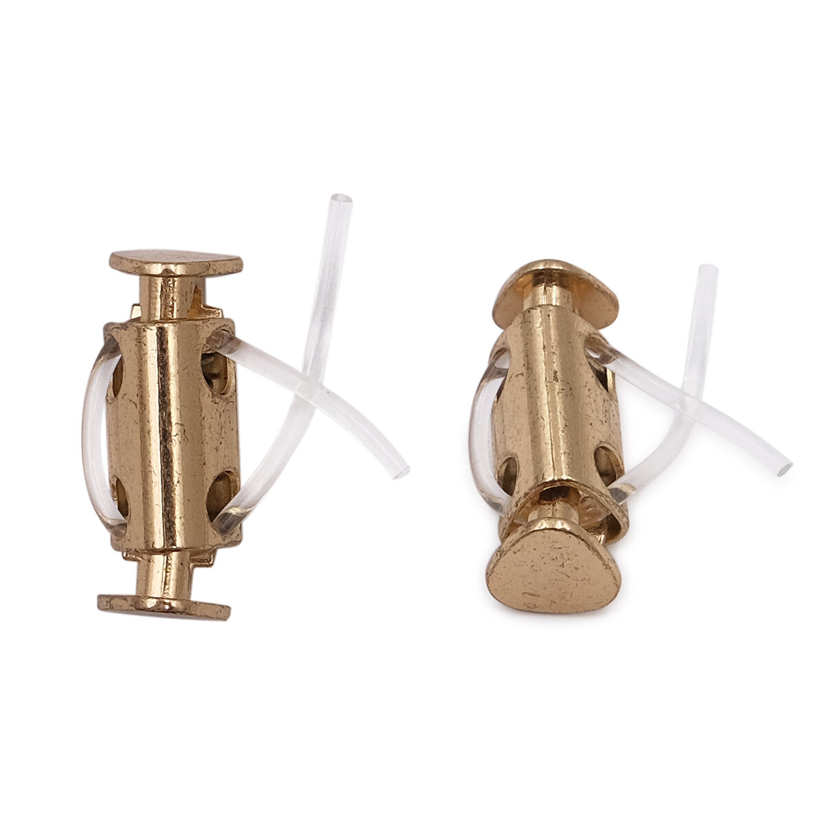 Фиксатор для шнура металлический 'Цилиндр', 25*8,9 мм, 10 шт, Айрис (золотой)