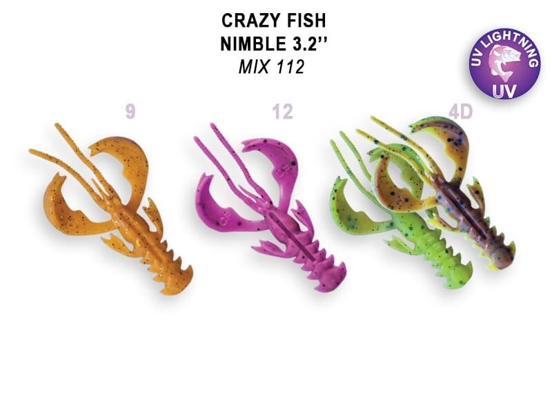 Силиконовые приманки Crazy Fish Nimble 3.2" 72-80-M112-6-F кальмар, плавающие