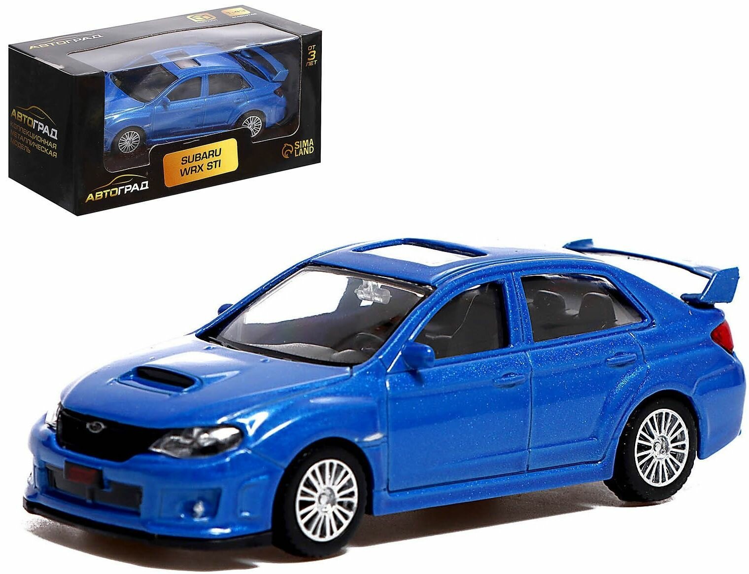 Машина SUBARU WRX STI, металлическая коллекционная модель, игрушечный транспорт, цвет синий