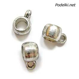 Фурнитура для бижутерии Бейл Бочонок простой 0004716 серебряный цвет 6x4 мм, цена за 10 шт.