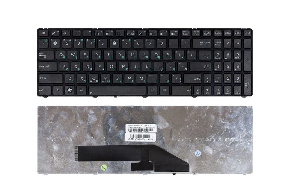 Клавиатура для ноутбука Asus K50, K50C, K51, K60, K61, P50, K70, F52, X5DIJ, PRO5DIJ черная, с рамко