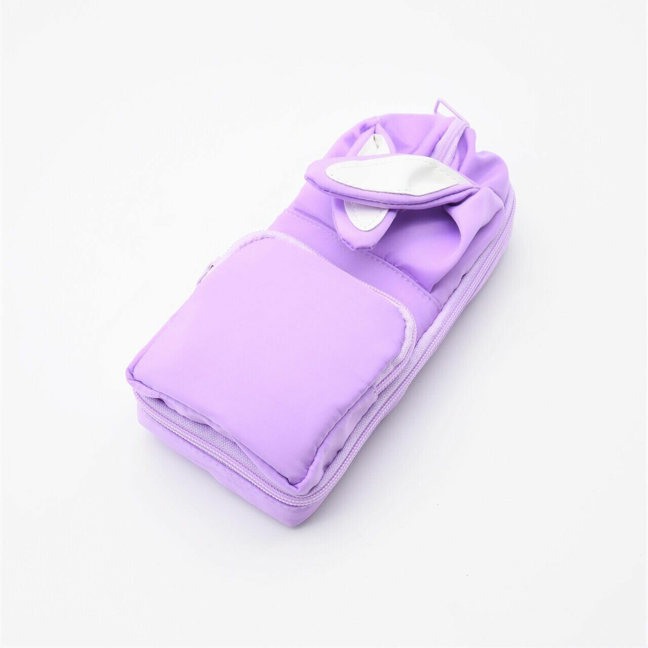 Пенал 1 отделение +2 наружных кармана 21х10х7см "Милые ушки" прямоугольный, сиреневый