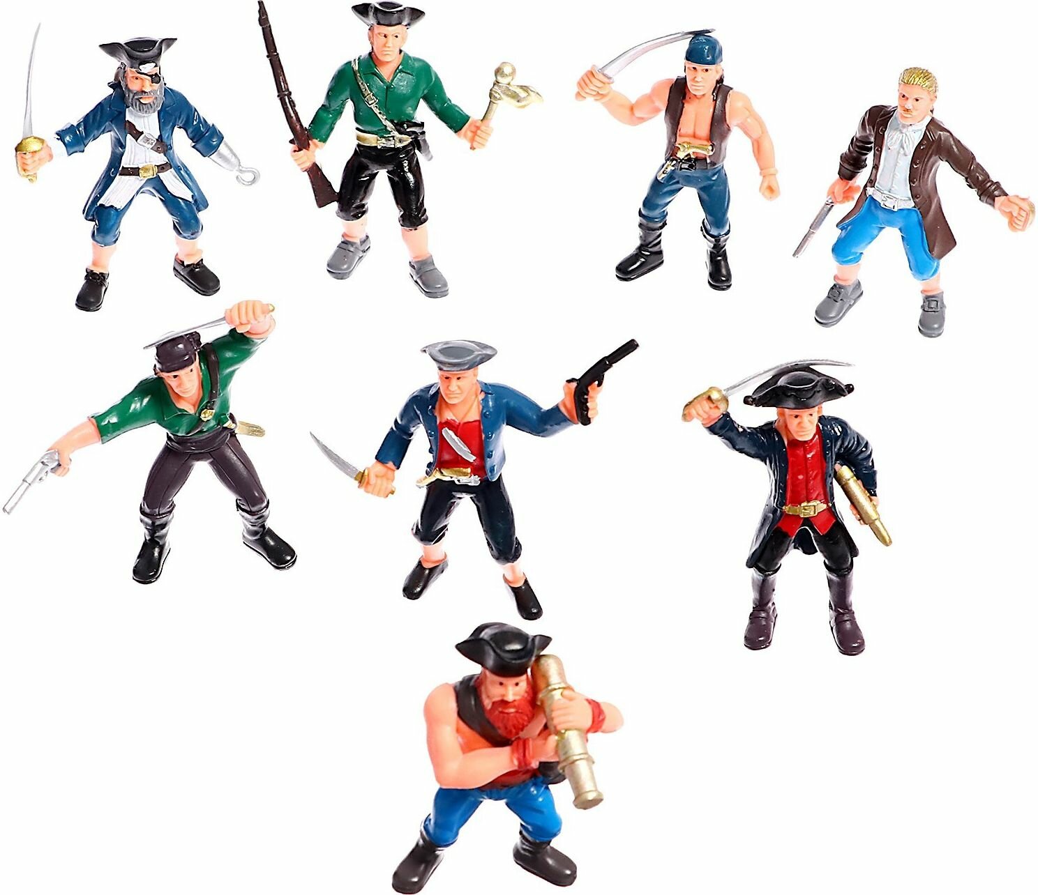 Детский набор фигурок "Пираты", пластиковые фигурки-игрушки для сюжетно-ролевой игры, 8 штук