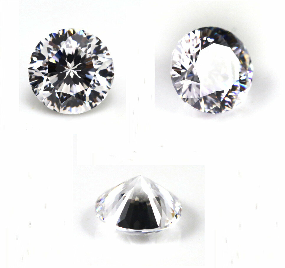 Фианит круг бесцветный 12 мм комплект 3 шт, кубический цирконий, циркон