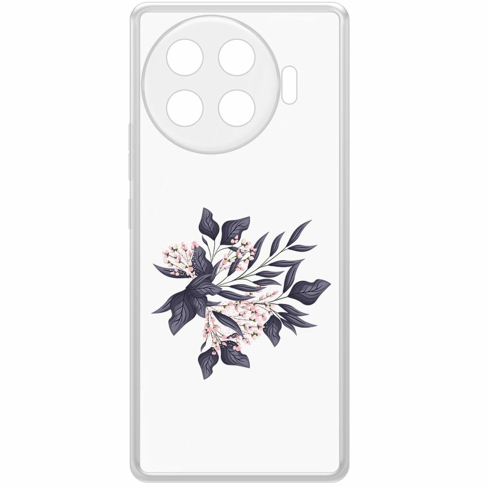 Чехол-накладка Krutoff Clear Case Розовые бутоны для TECNO Spark 20 Pro+