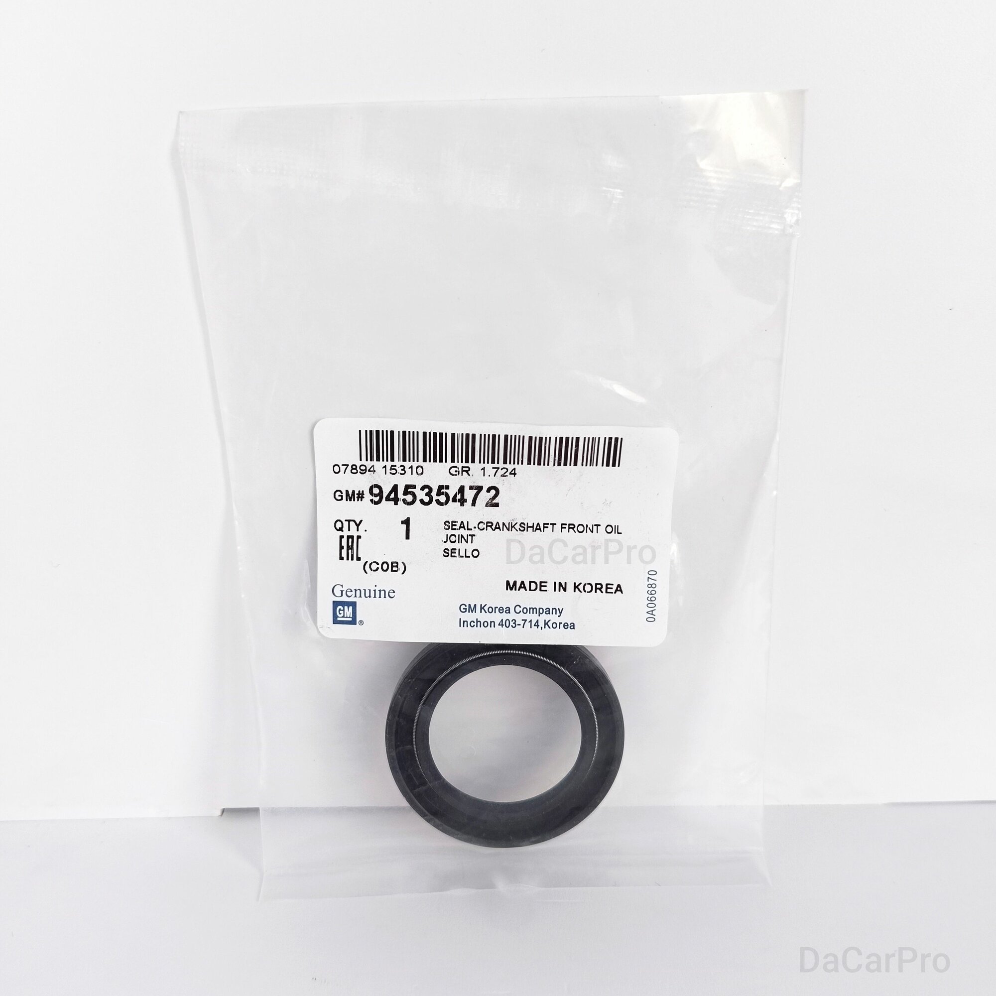 Сальник распредвала, коленвала GM 94535472 Chevrolet Aveo, Spark / Daewoo Matiz