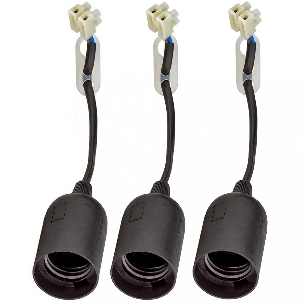 Патрон для ремонтных работ. Е27. Корпус: ПВХ, черный. Комплект 3 шт. duwi 03055 3