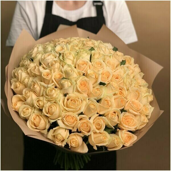 Букет Well Flowers, круглый, розы, 101 цветок, 50 см, XL, букет свежих цветов