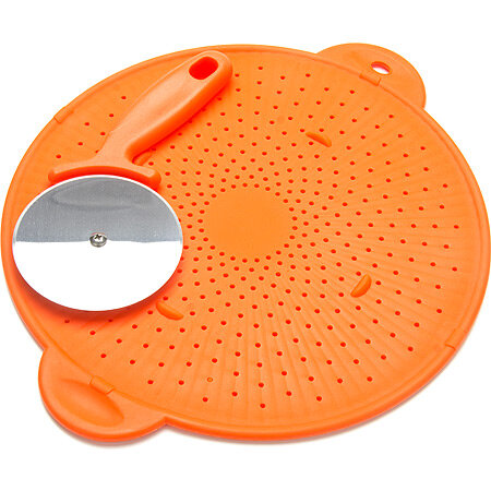 Набор для пиццы нож, поддон, диаметр 36 см, цвет оранжевый, силикон