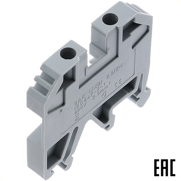 Клемма JXB 2.5/EN Grey винтовая серая 2,5мм2 24А 800В ширина 6мм (16 шт. в комплекте)