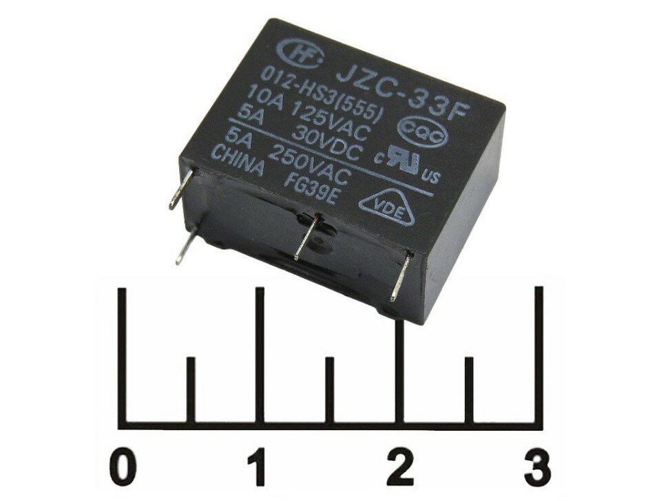Реле =12V 5A/250V JZC-33F-012-HS3(555) (S2029)