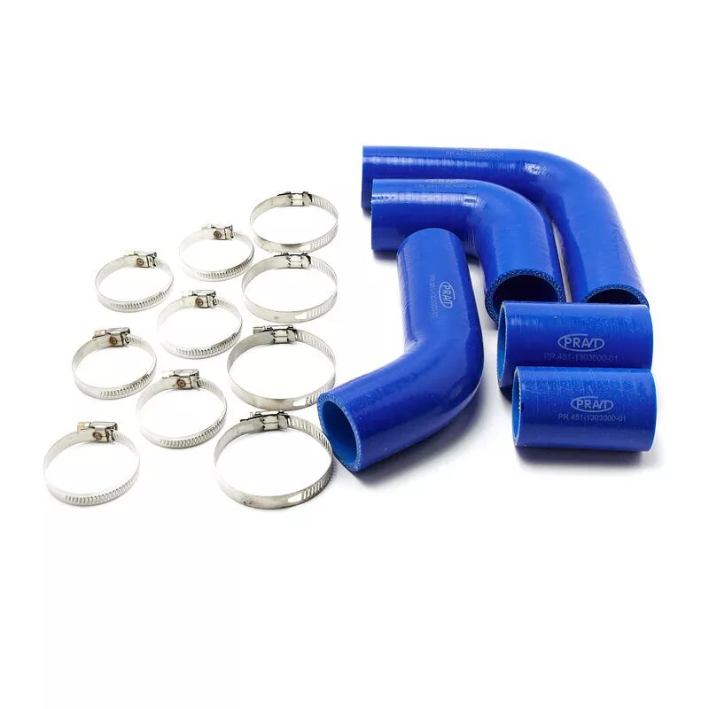 Патрубок радиатора УАЗ 452 дв. 421 силикон к-т 5 шт. с хомутами (PRAVT)