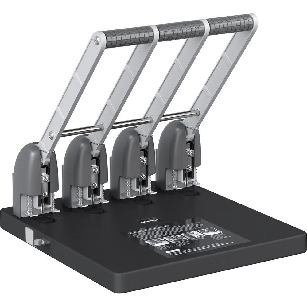 Мощный дырокол BERLINGO Heavy Duty на четыре отверстия 150 листов, черный, с, перфорации бумаги