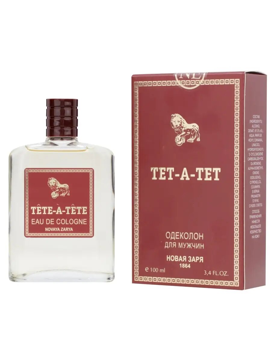 Одеколон мужской "Тет-а-Тет" 100 мл флакон в футляре фабрика Новая Заря