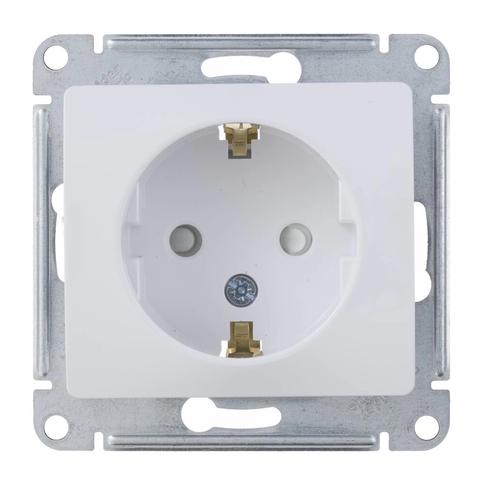 Розетка "Glossa" Systeme Electric (Schneider Electric) , белая, заземление, 1 пост, IP20, 1 шт